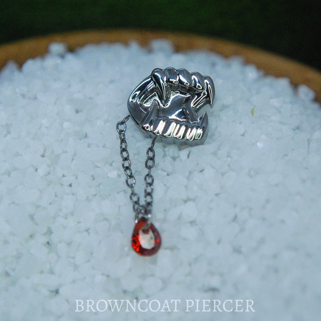 Implant Grade Titanium Chained Vampire Fangs End Internally - Etsy