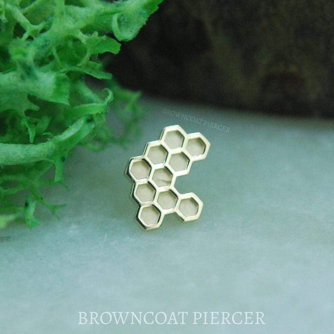 14k Yellow Gold Large Honeycomb Threadless Attachment - Push Fit End ...