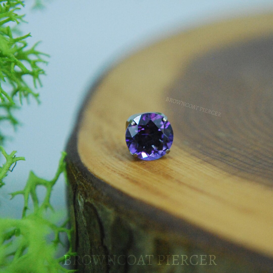 Threadless Violet Topaz Ends - Neometal - 5mm Prong Set - Implant Grade ...