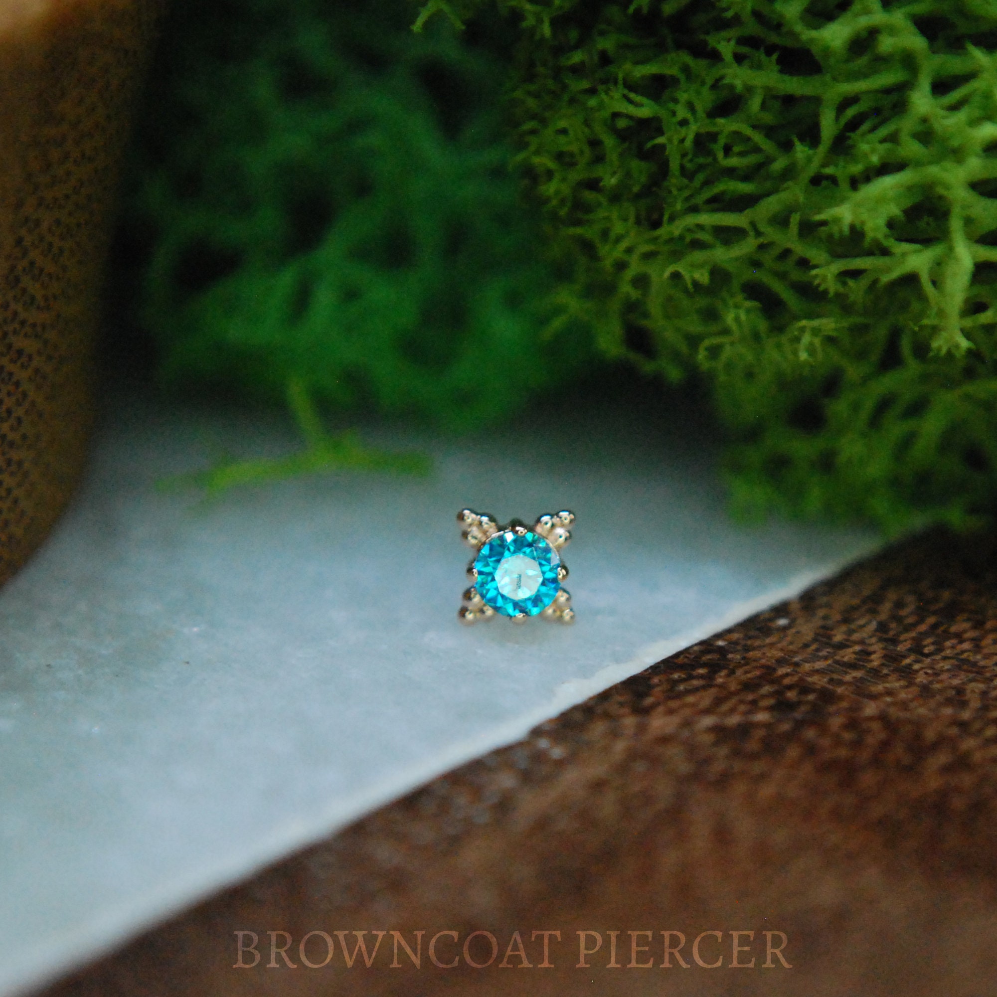 Anatometal 18k Rose Gold Threadless Zia End - Faceted Mint Anatometal 18k Rose Gold Threadless Zia End - Faceted Mint