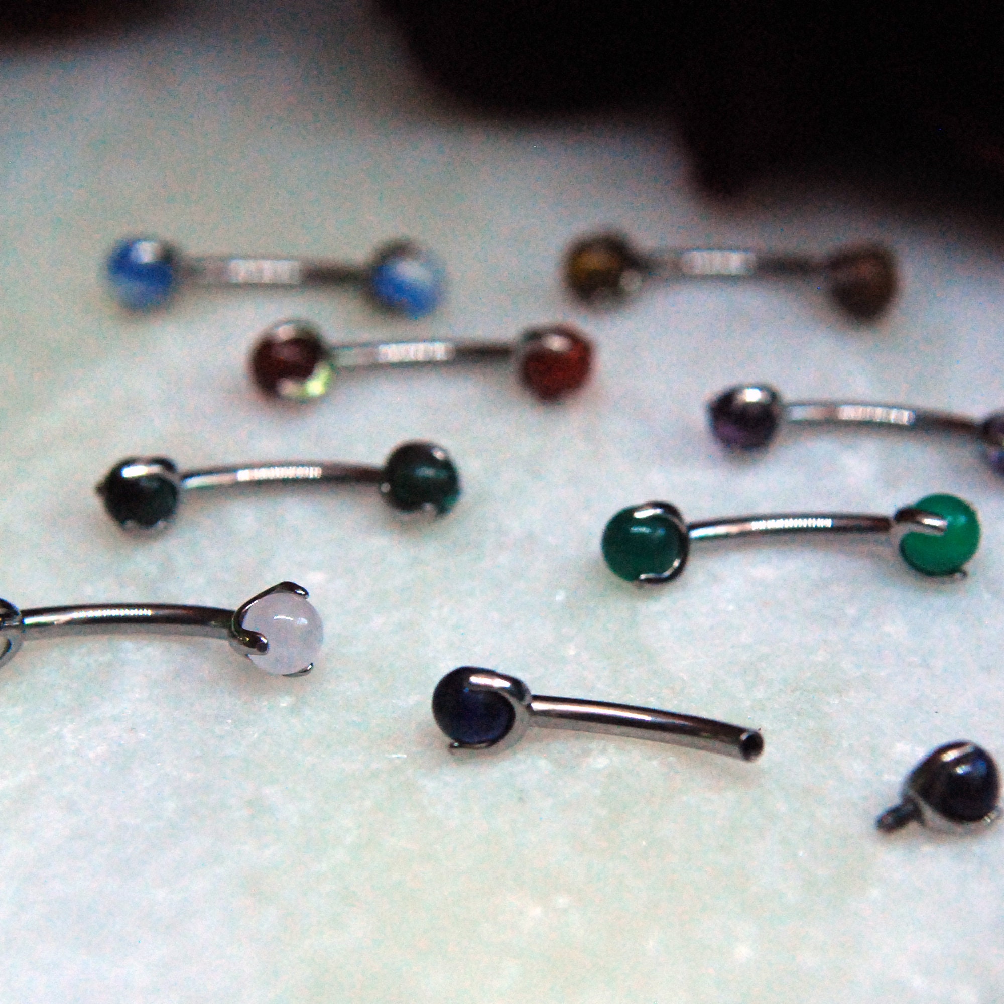 Titanium Claw Set Natural Stone End Curved Barbell 16ga - Etsy
