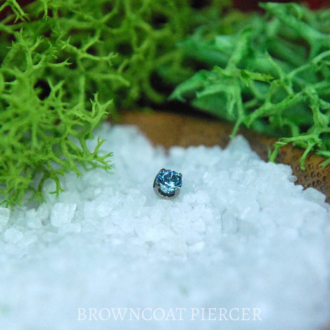 Neometal Threadless Blue Cubic Zirconia Ends 2.5mm Prong Set Implant ...