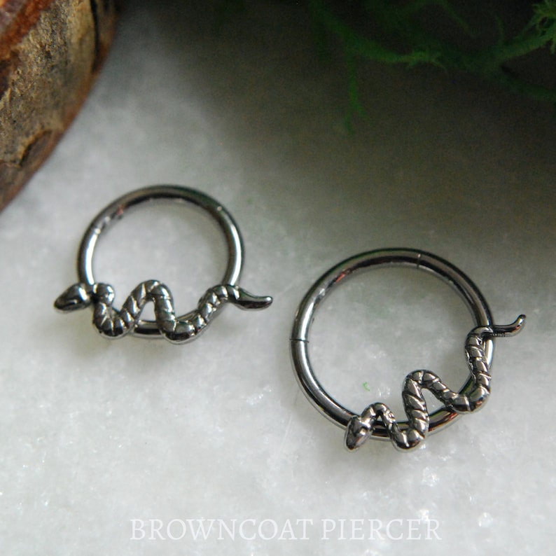 Textured Snake Titanium Hinged Segment Ring - Clicker- Daith, Septum ...