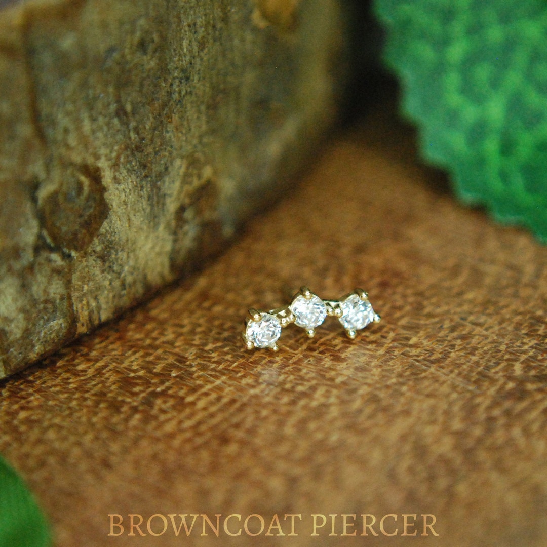 Tish Lyon 14kt Yellow, Rose, or White Gold Triple Gem Threadless End - Etsy