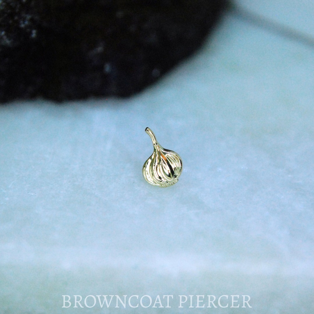 Solid 14k Gold Garlic Threadless End - Junipurr - Garlic Bulb, Push Fit ...