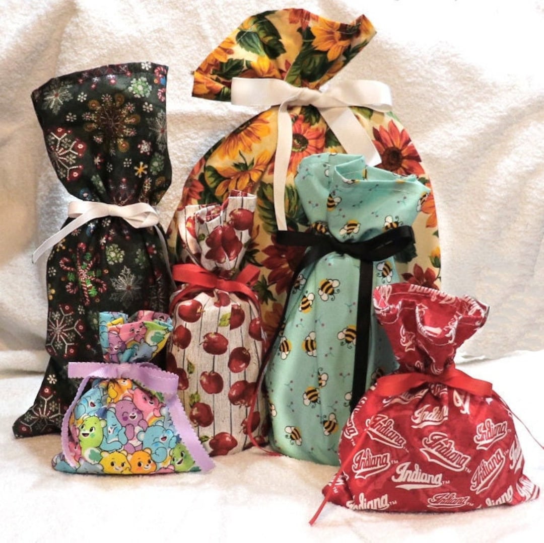 Fabric Gift Bags Sewing Patterns: SIMPLE 1 & SIMPLE 2. Present Bags for ...