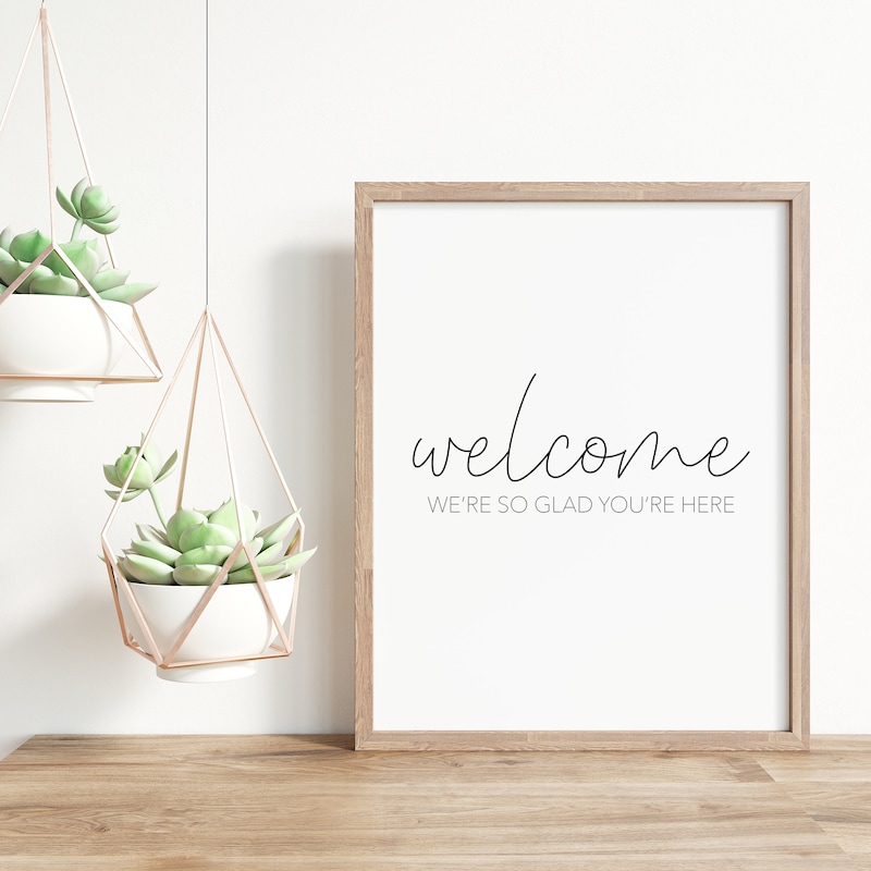 Welcome We Are Glad You Are Here Sign - Etsy
