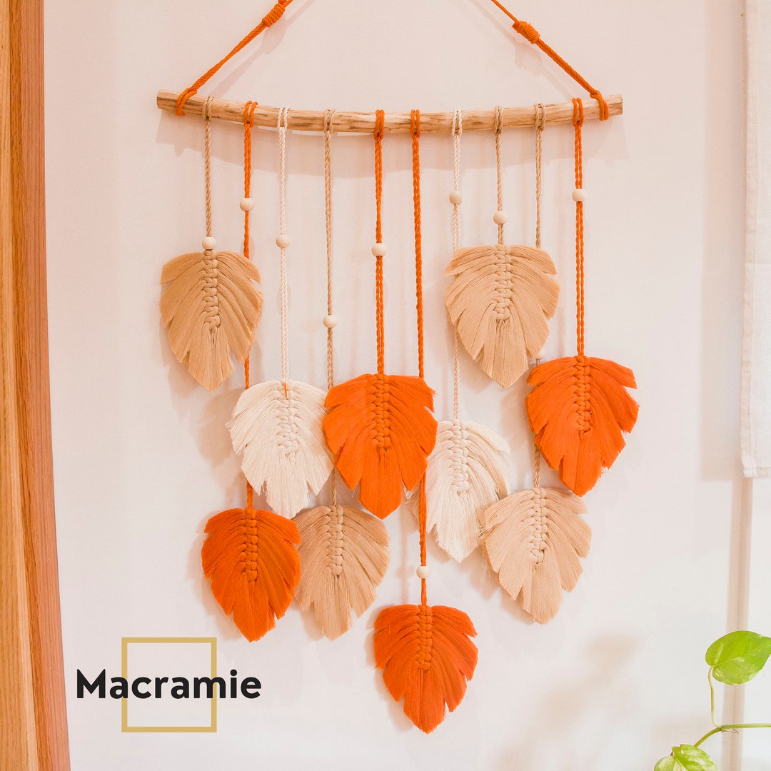 Macrame Leaf Wall Hanging, Macrame Leaves Wall Hanging, Macrame Wall ...