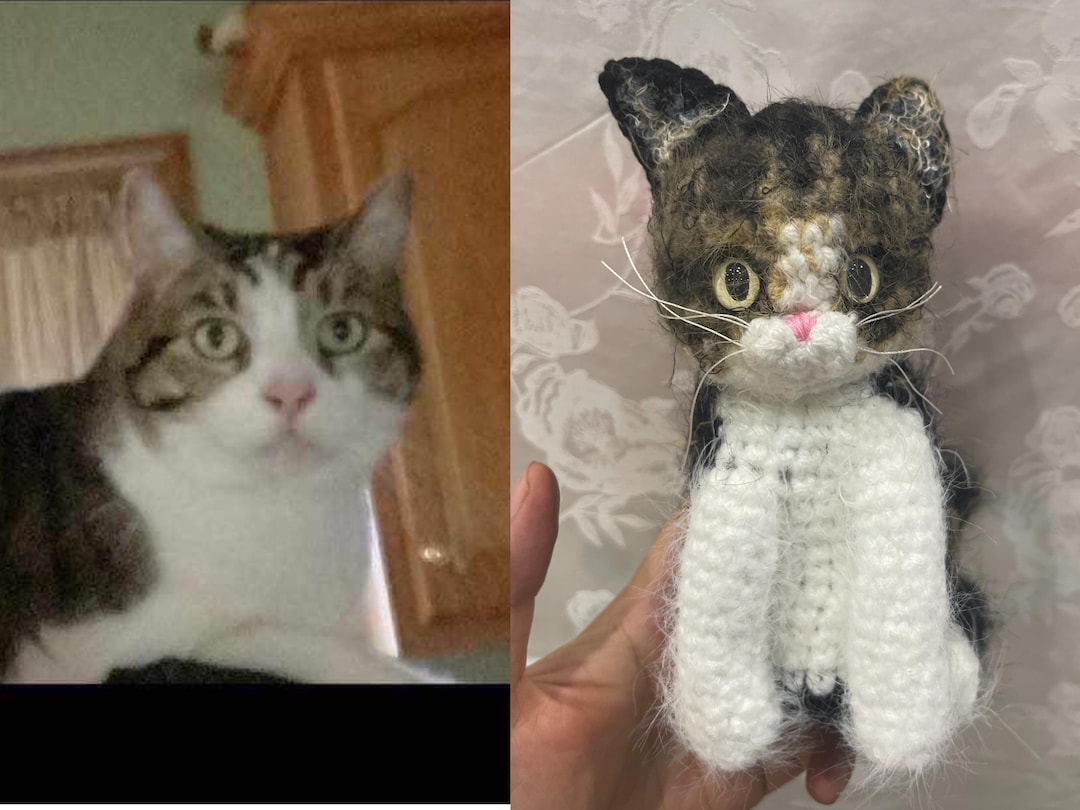 Custom Cat Plush, Custom Crochet Cat, Custom Stuffed Cat, Custom Cat ...