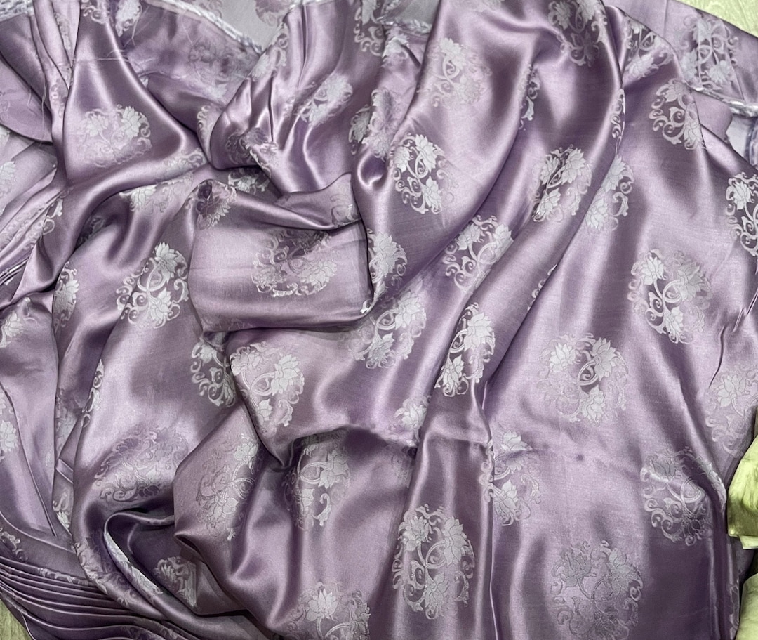 Mulberry Silk Fabric by the Yard, Purple Floral Mulberry Silk, Silk ...