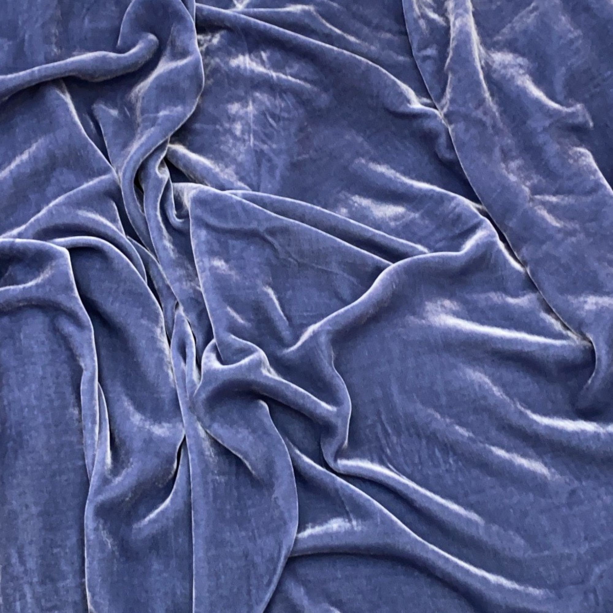 Blue Silk Velvet by the Yard | Agean Blue Mulberry Silk Velvet Fabric ...