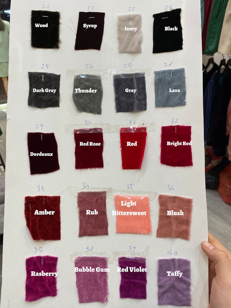 Silk Velvet Sample All Color Silk Velvet Swatch Sample Apparel | Etsy