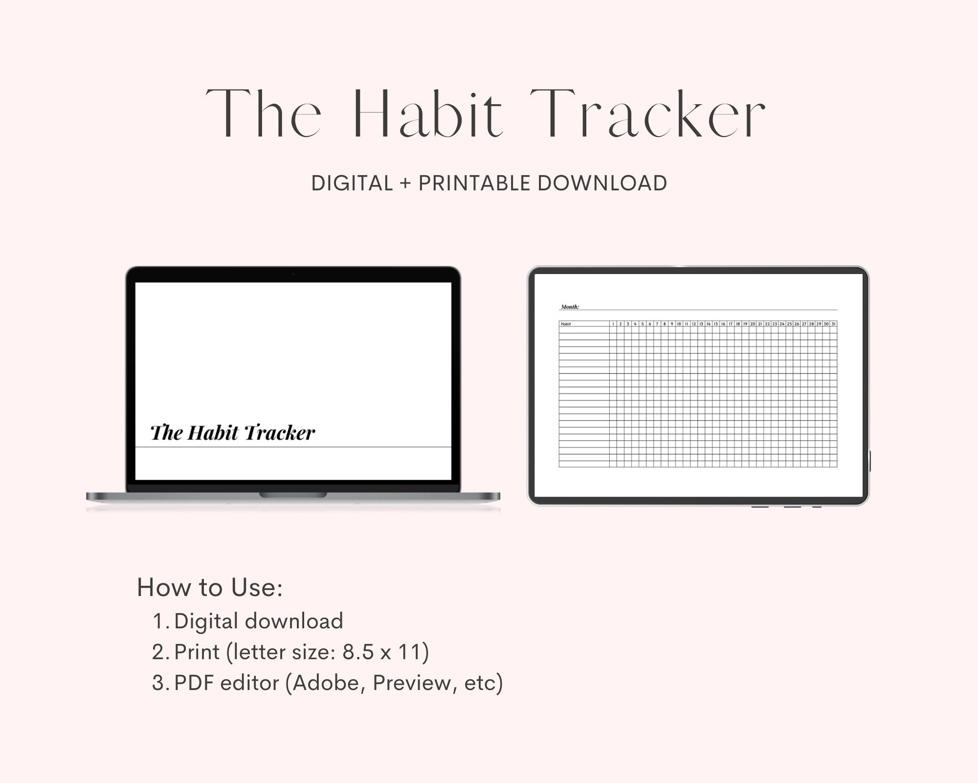 The Habit Tracker (digital Planner, Digital Habit Tracker, Aesthetic ...