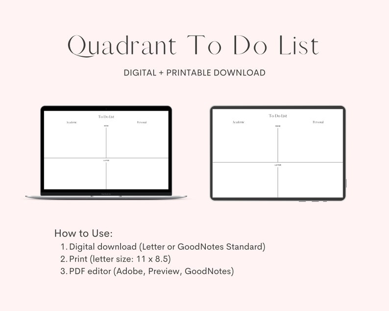 Digital/printable Quadrant To-do List - Etsy Canada