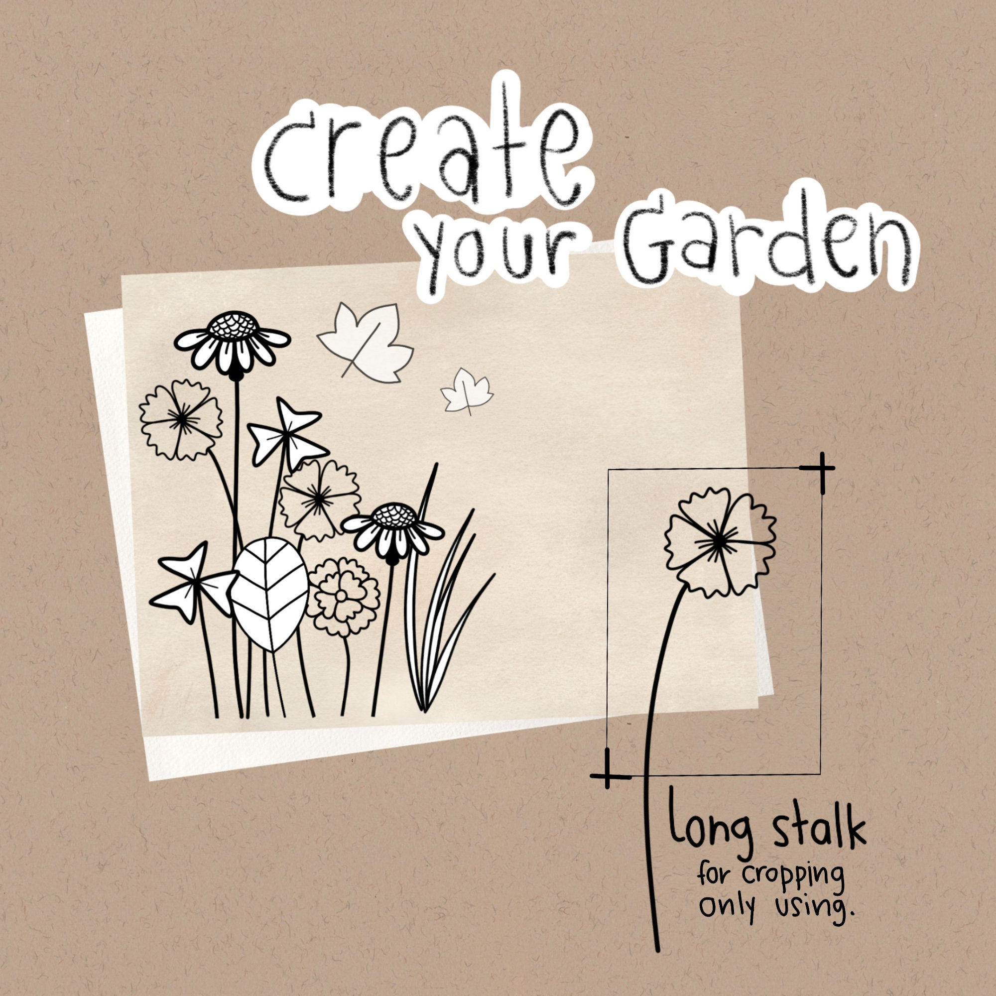 Botanical Hand Draw Clipart / Flower Floral Leaves Doodle / Flower ...