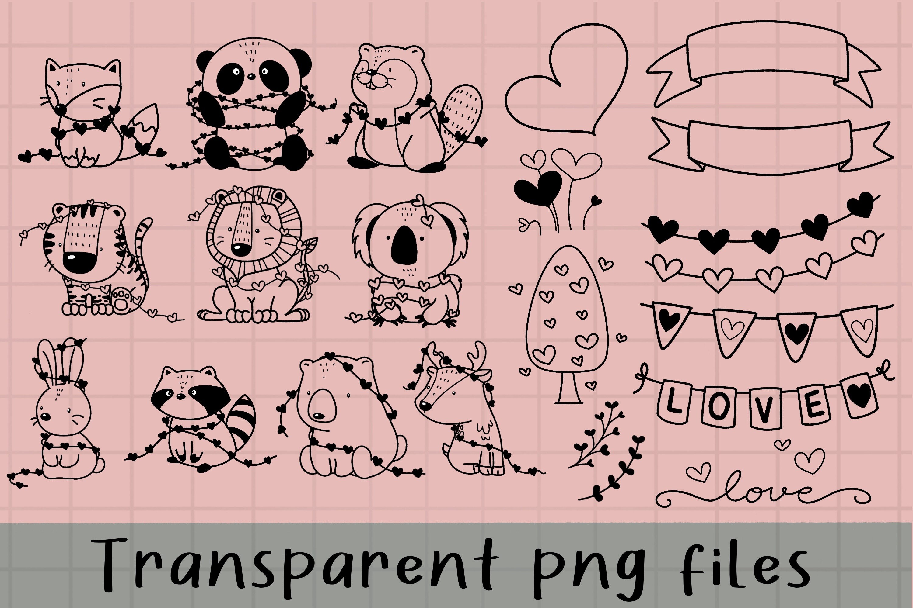 Woodland Animals in Love Clipart, Forest Animal, Wild Cute Animal ...