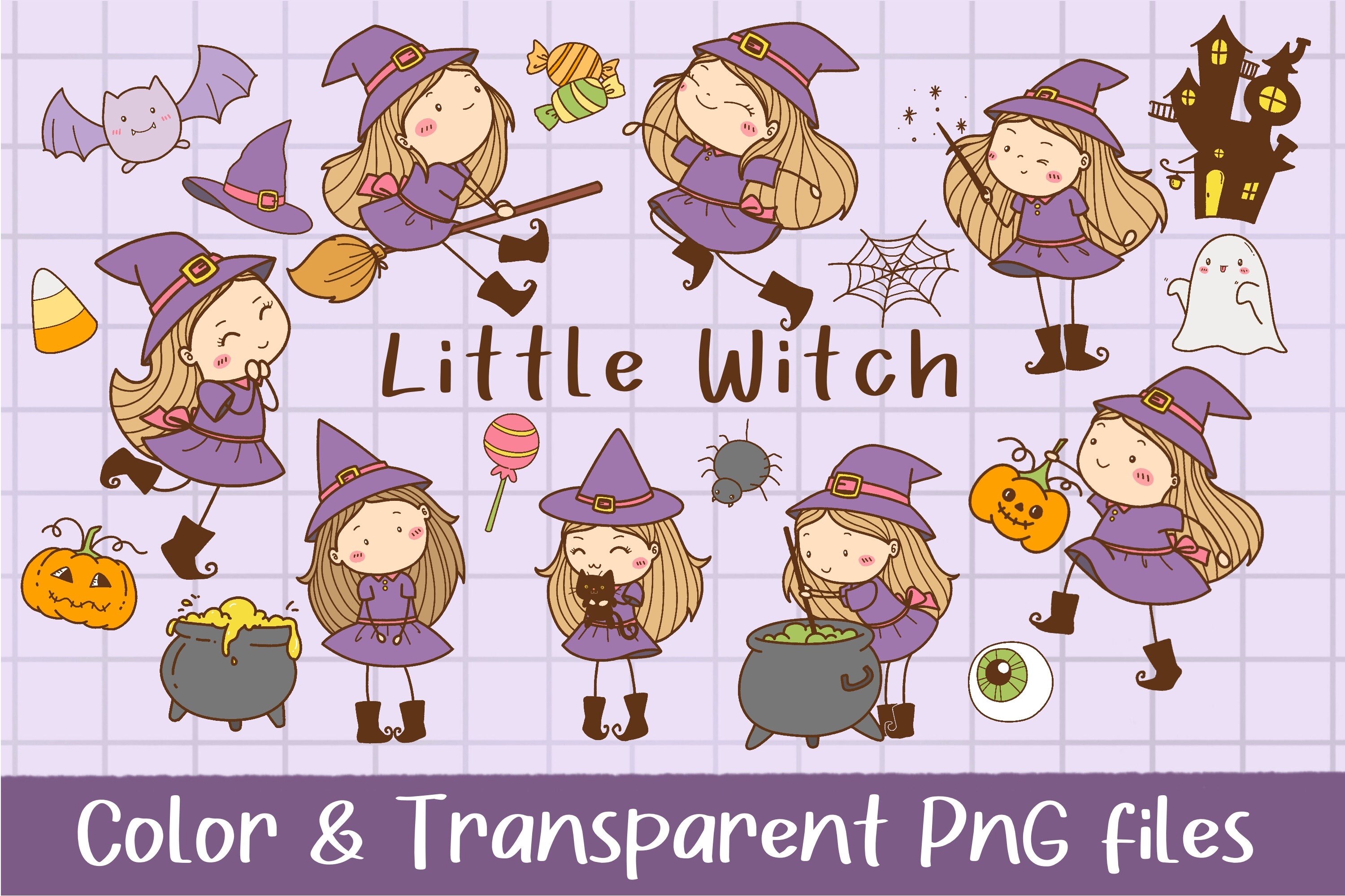Doodle Witch Clipart, Halloween Clipart, Stick Figure Clipart, Outline ...