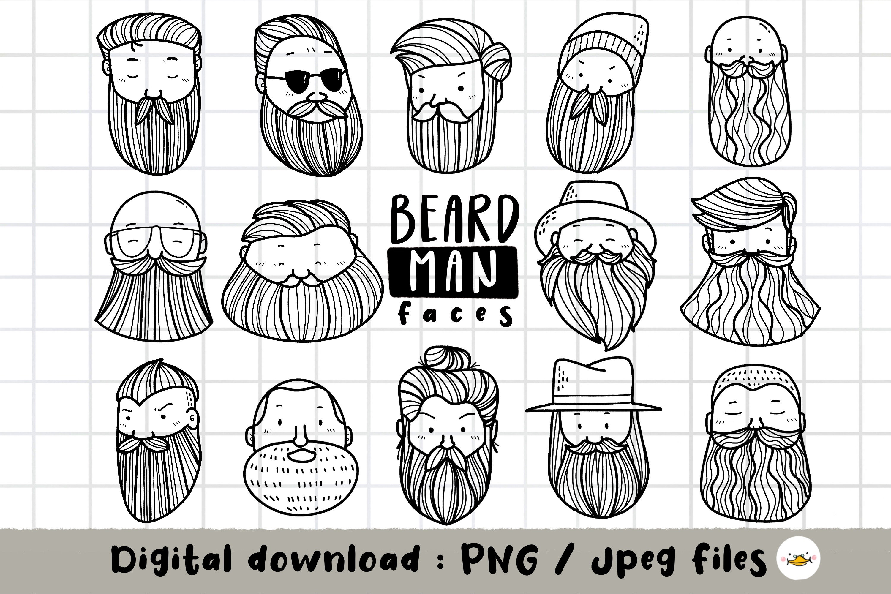 Bread Man Face, Vintage Dad,funny Father, Outline Doodle, Black and ...