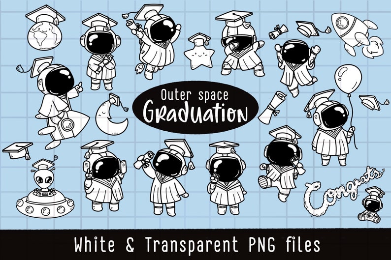 Astronaut Graduation Clipart, Outer Space Clipart, Planet, UFO ...