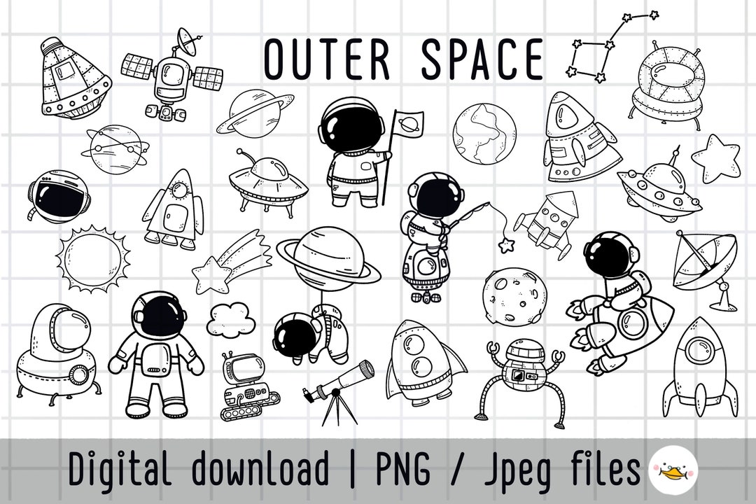 Outer Space Clipart, Astronaut Clipart, Planet, UFO, Spaceship, Rocket ...
