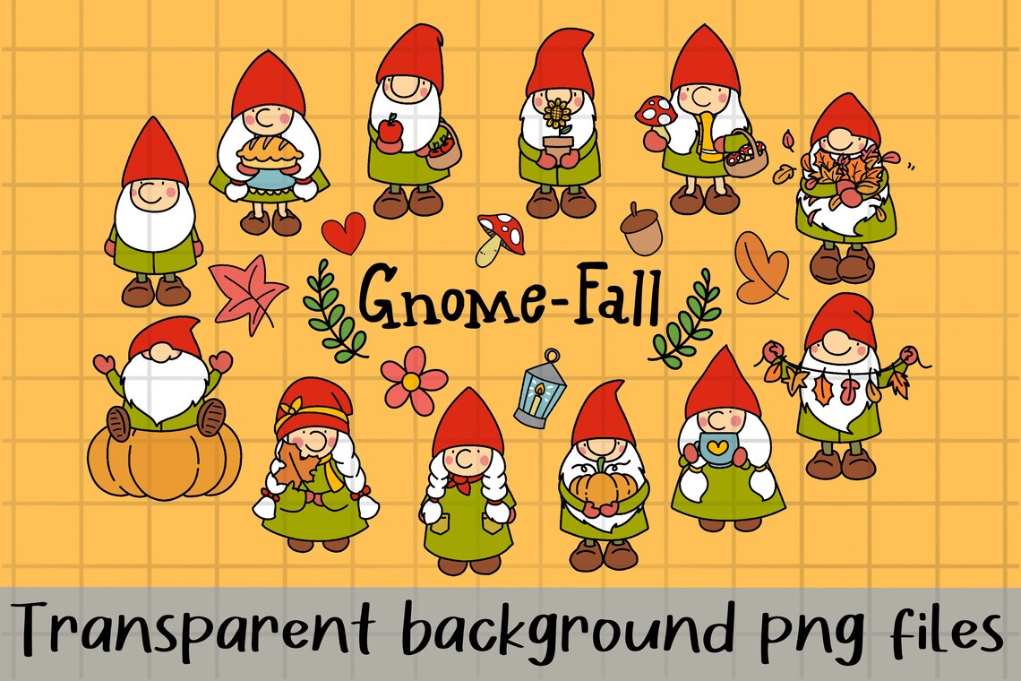 Forest Gnomes Clipart, Gnome Clipart, Gnome Fall PNG, Autumn PNG ...
