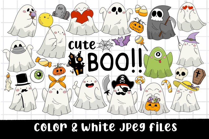 Cute BOO Clipart, Halloween Clipart, Ghost Clipart, Pumpkin PNG, PNG ...