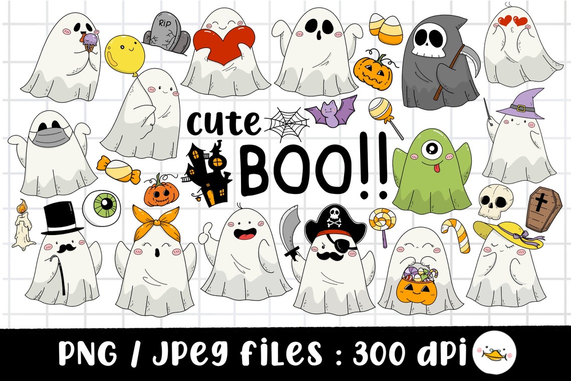 Cute BOO Clipart, Halloween Clipart, Ghost Clipart, Pumpkin PNG, PNG ...