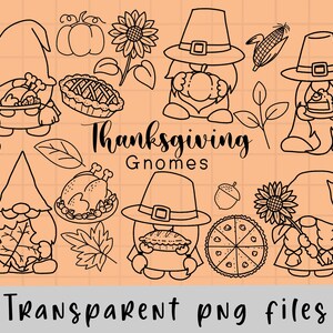 Gnomes Thanksgiving Clipart, Gnome Clipart, Turkey PNG, Thanksgiving ...