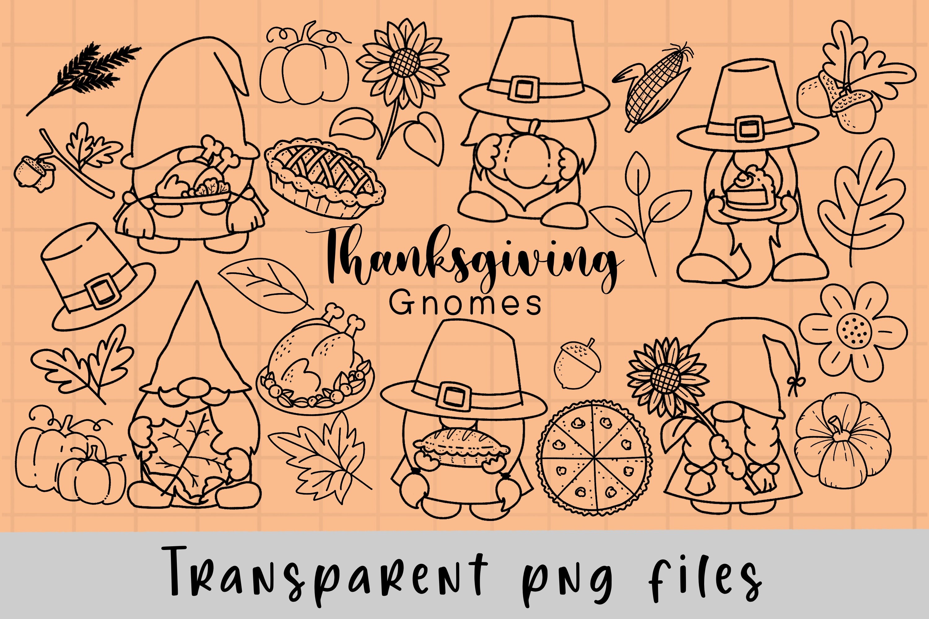 Gnomes Thanksgiving Clipart, Gnome Clipart, Turkey PNG, Thanksgiving ...