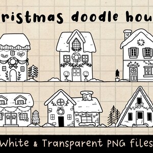 Christmas Doodle House Clipart, Snowy House PNG, Winter House Clipart ...