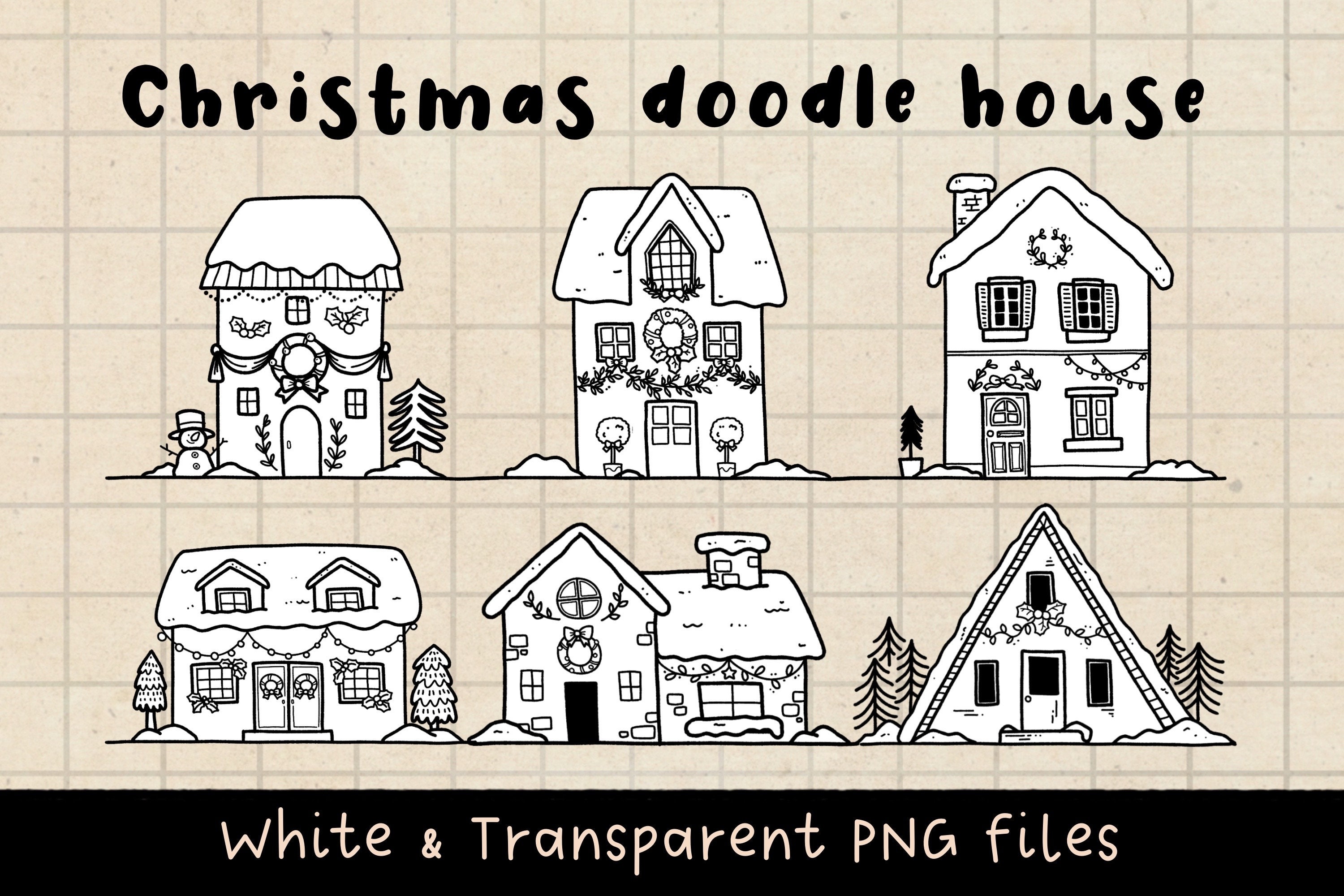 Christmas Doodle House Clipart, Snowy House PNG, Winter House Clipart ...