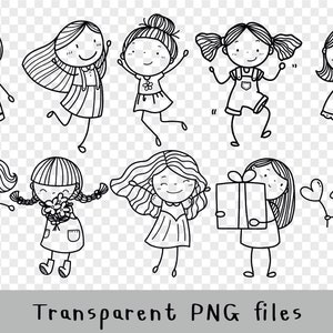 Happy Girl Clipart, Doodle Girl, Cute Girl, Friend Clipart, Outline ...
