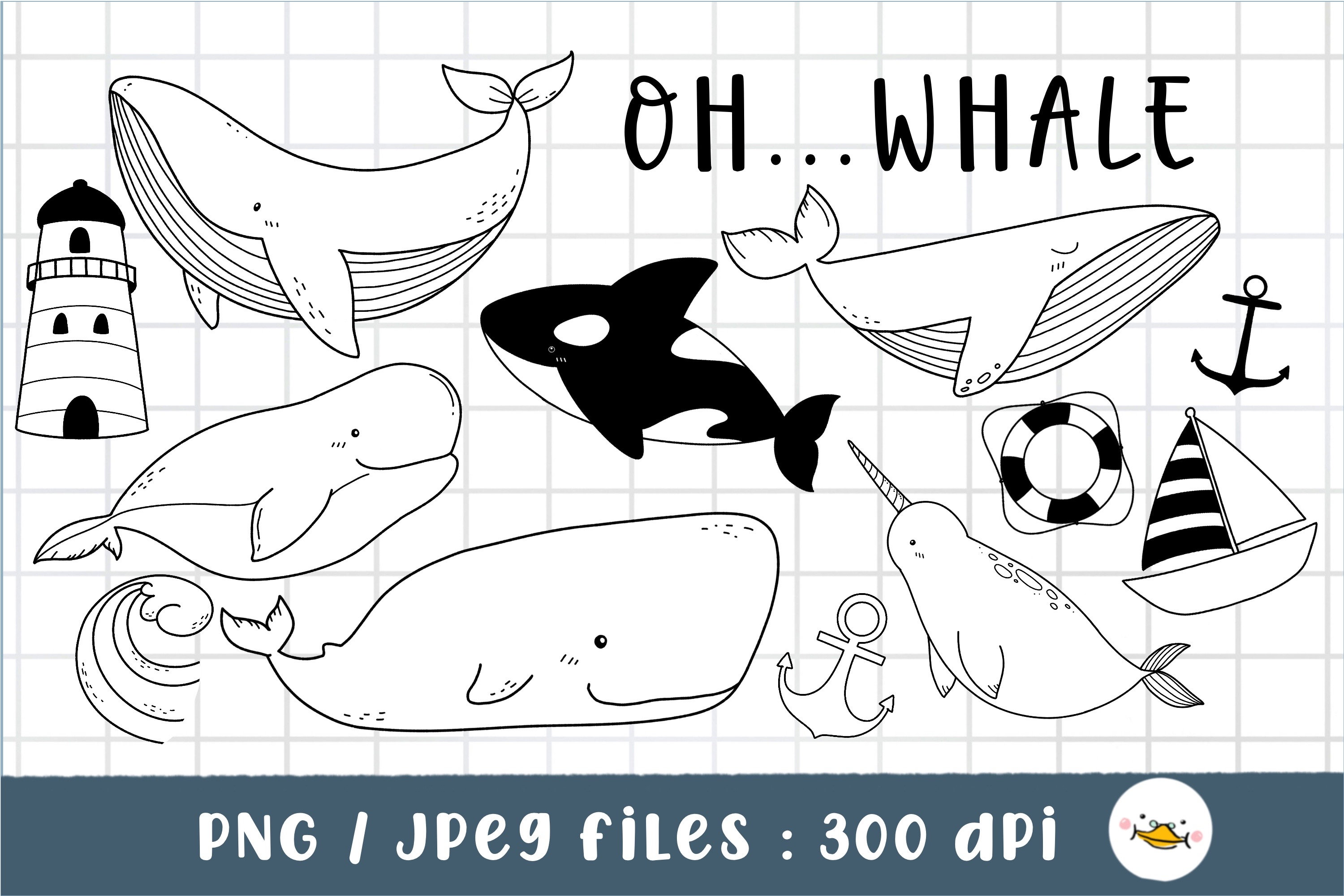 Cute Whale Clipart, Sea Life, Ocean Animal, Marine, Undersea, Aquarium ...