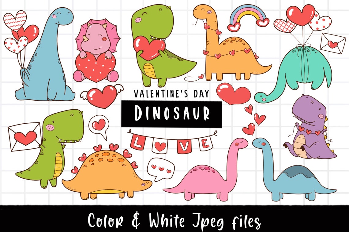 Love Dinosaur Clipart, Valentine's Day Dinosaur, Dinosaur Clipart, Love ...