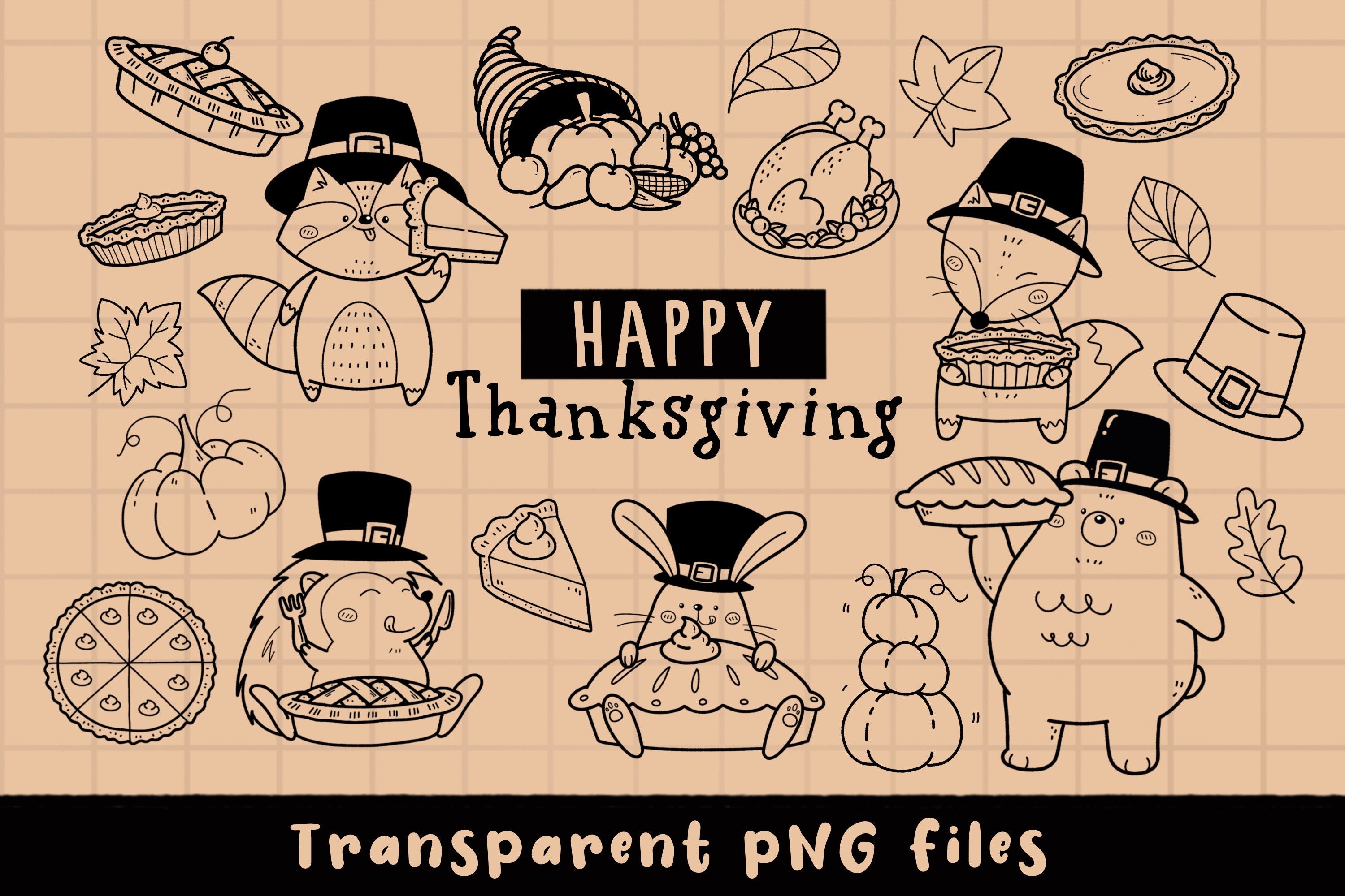 Thanksgiving Clipart, Woodland Animal Autumn Clipart, Turkey PNG ...