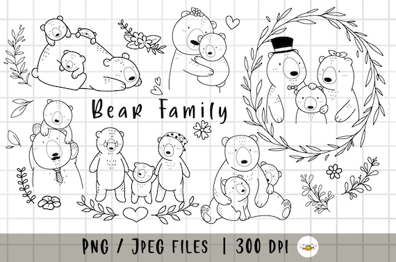 Family of Bears Clipart Cute Bear Dad & Mom Woodland - Etsy Australia