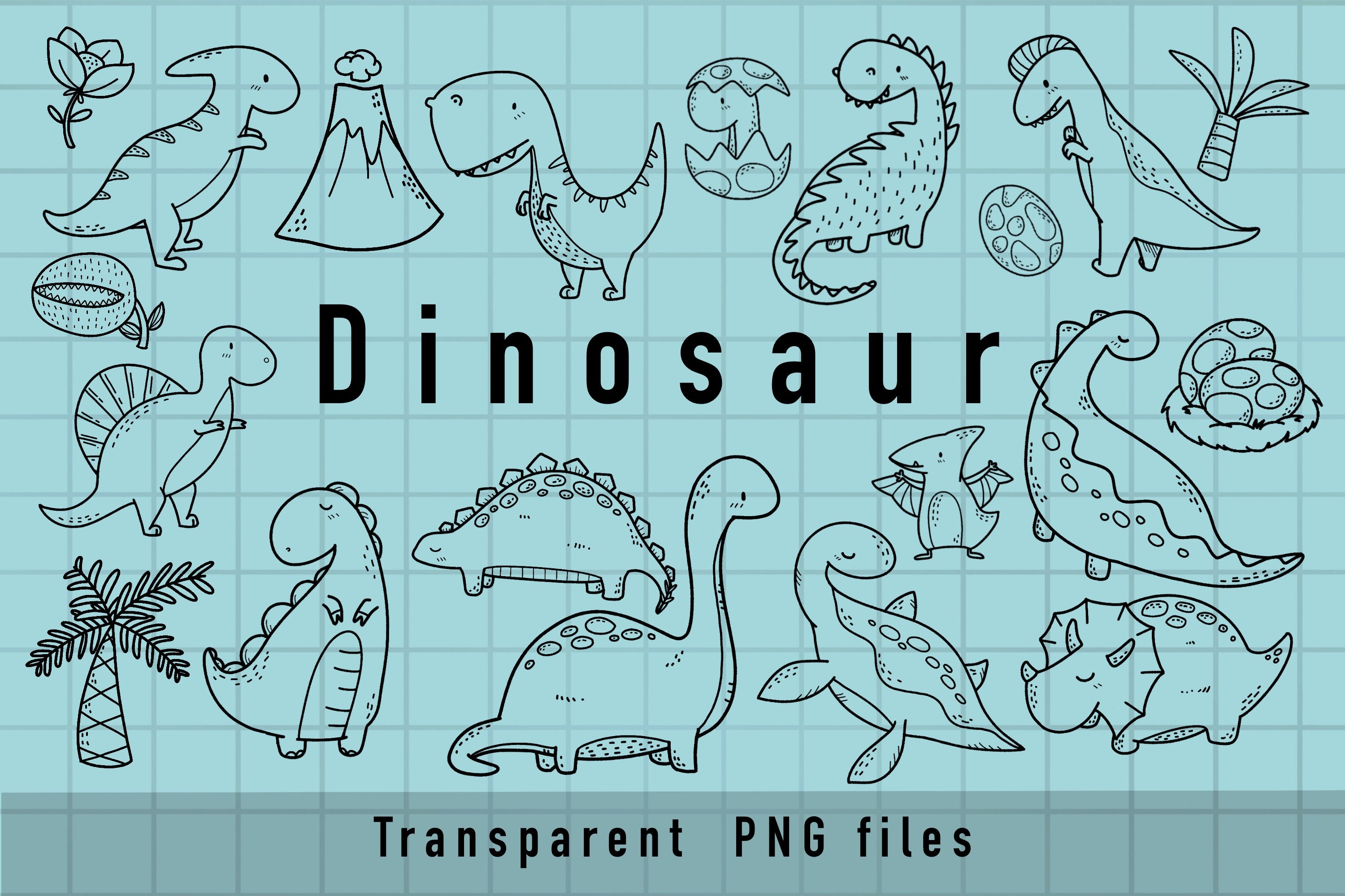 Dinosaur clipart DINOSAURS Cute Dinosaur Clip Art Doodle | Etsy