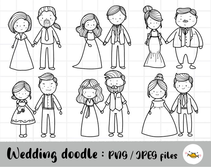Wedding Stick Figure Doodle, Wedding Clipart, Wedding Png, Couple ...
