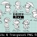 Cute Kids on Rainy Day Clipart, Kid in Raincoat PNG, Doodle Kid ...
