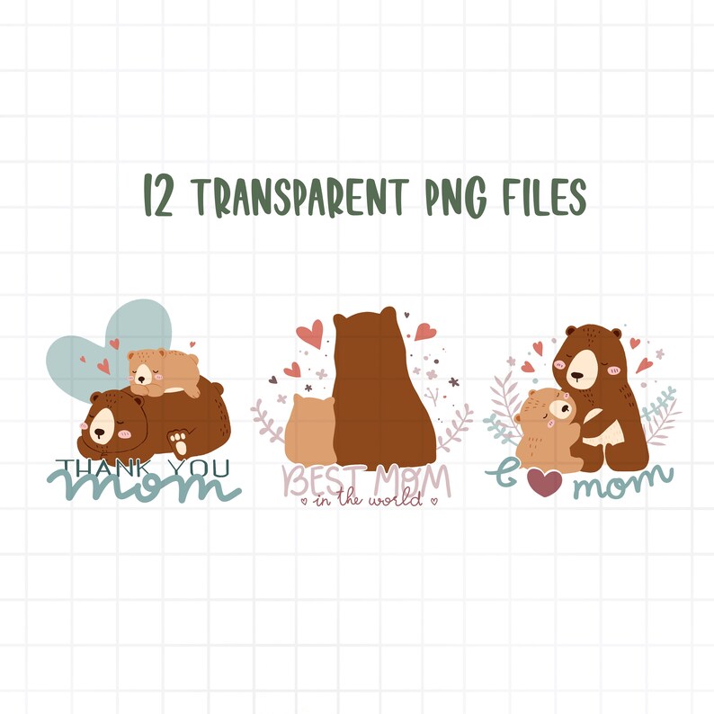 Mother and Baby Bear Clipart, Mama Bear, Wild Cute Animal, Doodle, PNG ...