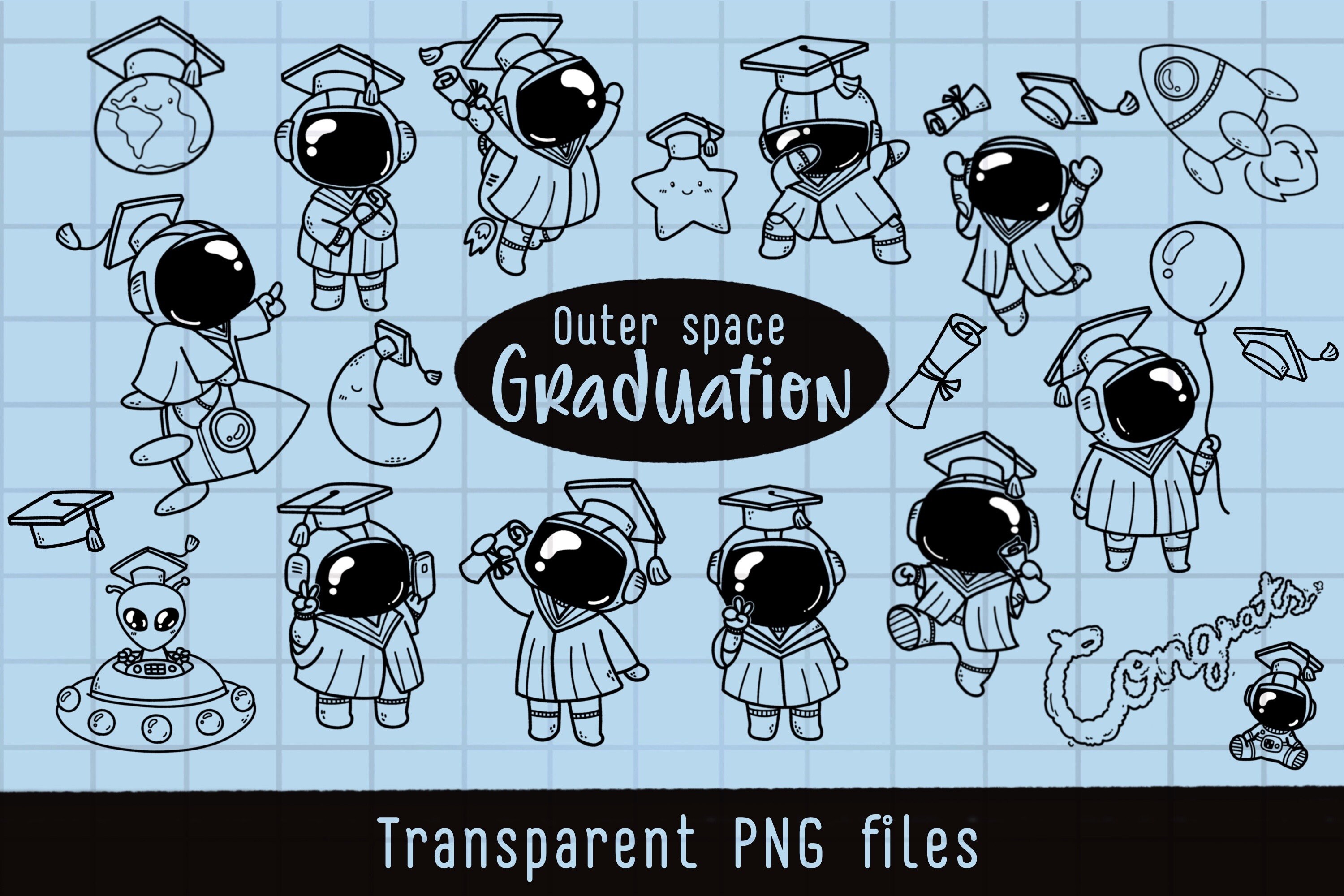 Astronaut Graduation Clipart, Outer Space Clipart, Planet, UFO ...