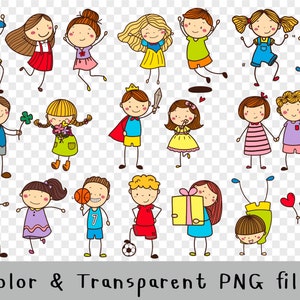 Doodle Boy and Girl Clipart,stick Figure Clipart,friend Clipart,outline ...