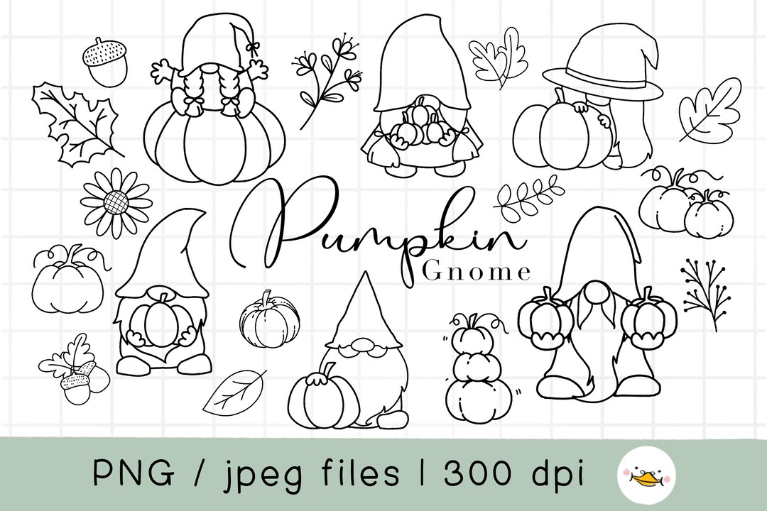 Gnome & Pumpkin Clipart, , Autumn Gnome, Cute Fall Gnome Clipart ...
