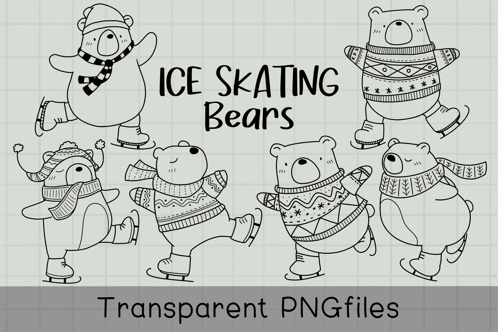 Ice Skating Bear Clipart, Bear in Sweater PNG, Winter is Clipart ...