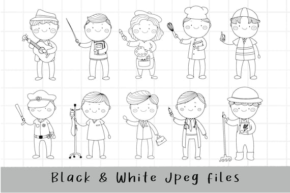 Community Helper Clipart Black And White