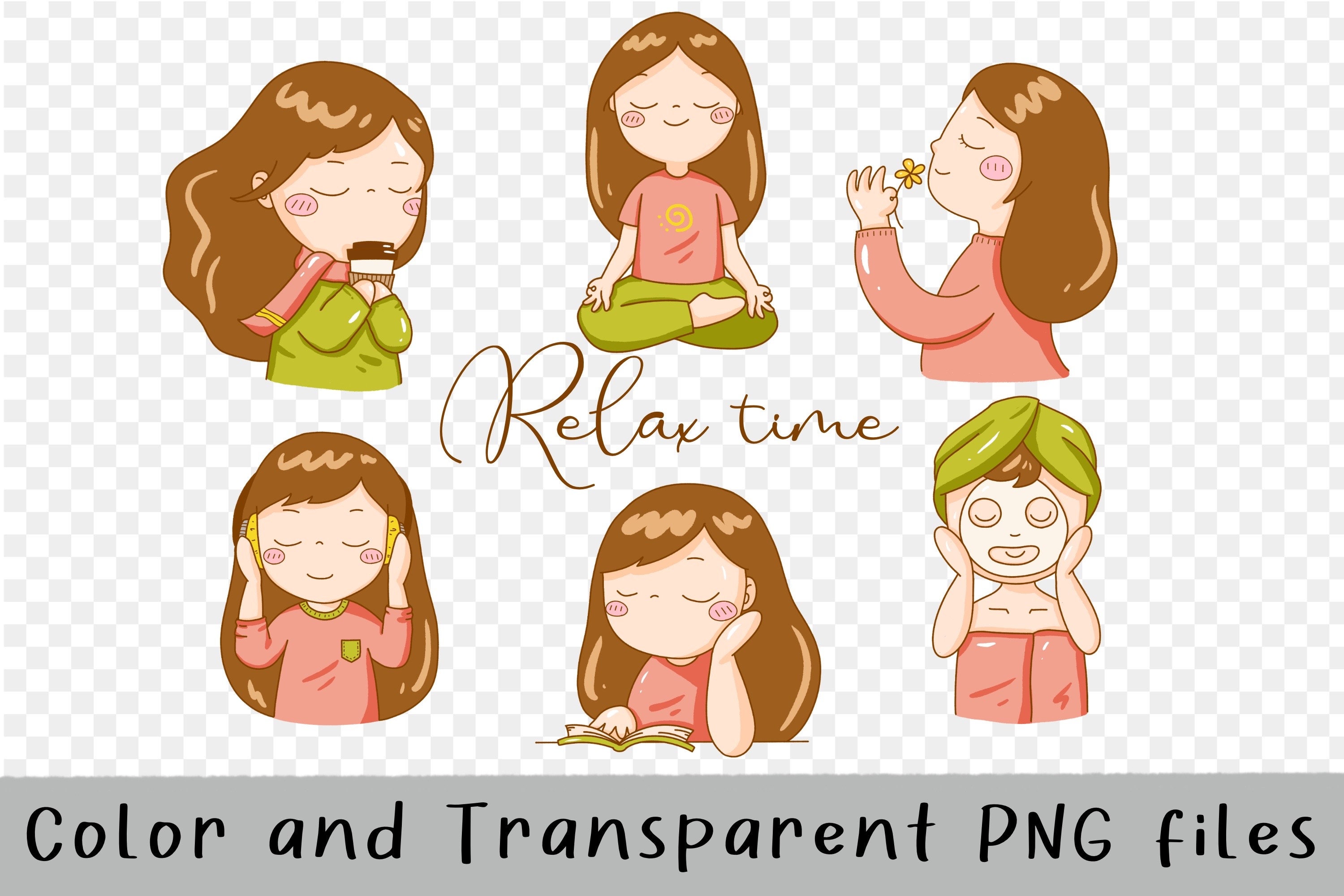 Relax Girl Clipart, Relax Time Clipart ,self Care, Spa, Yoga, PNG ...