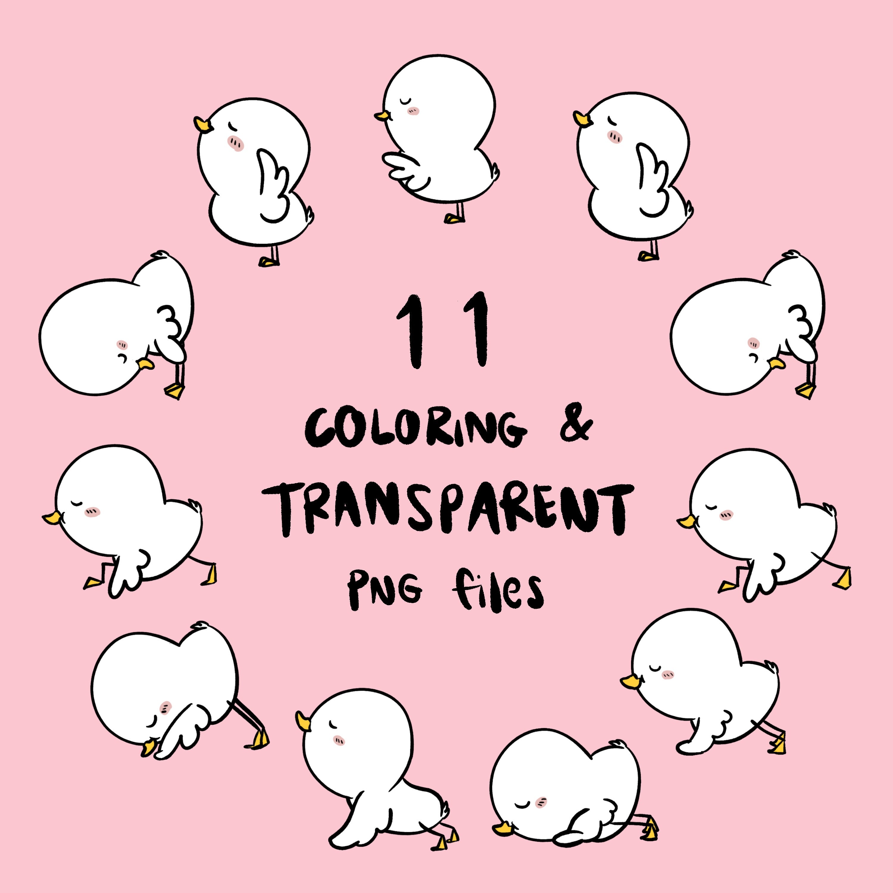 Yoga Duck Hand Draw Clipart / Sun Salutation / Yoga Post/ Cute Duck ...