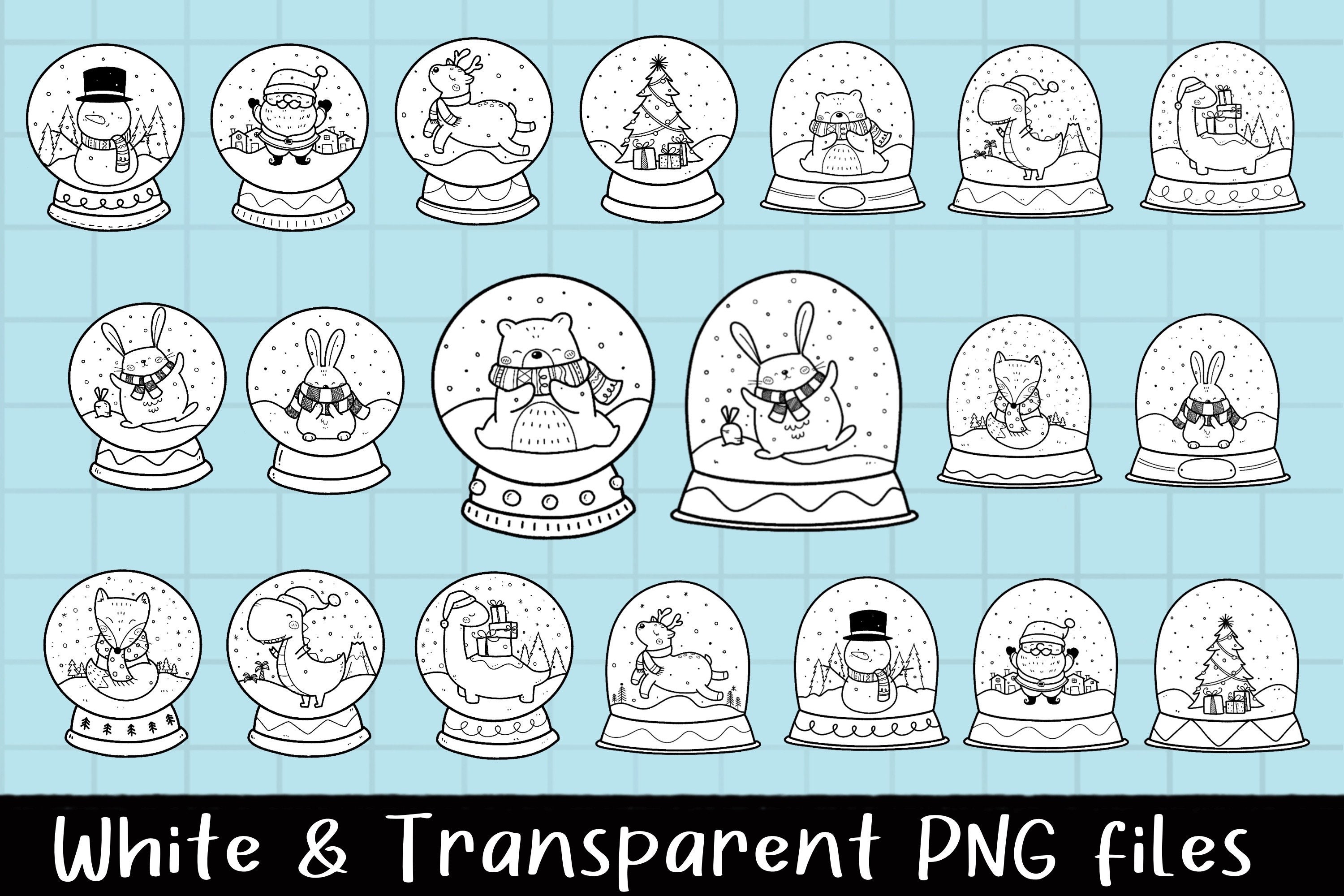 Christmas Snow Blobe Clipart, Cute Animal in the Snow Globe, Dinosaur ...