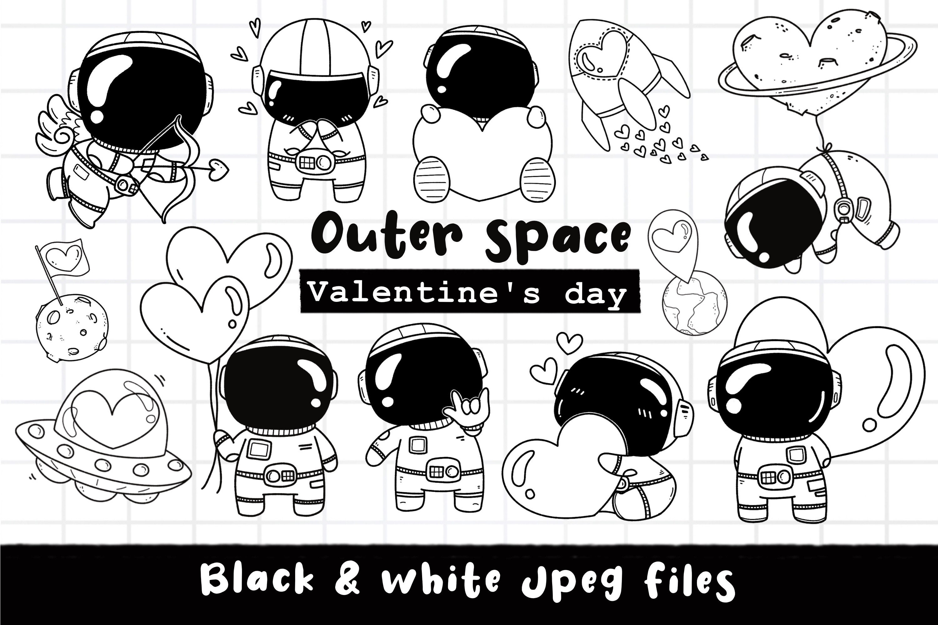 Valentine Outer Space Clipart, Valentine Astronaut, Astronaut in Love ...