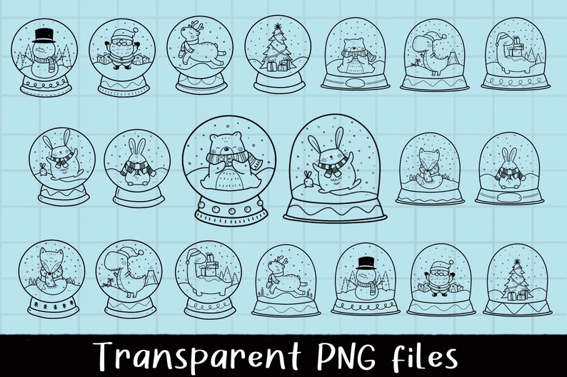 Christmas Snow Blobe Clipart, Cute Animal in the Snow Globe, Dinosaur ...